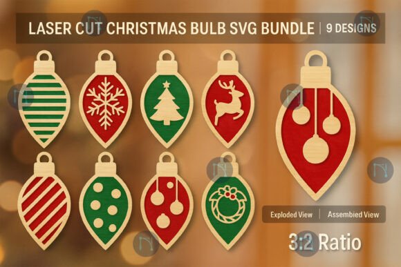 Laser Cut Christmas Bulb SVG Bundle · Creative Fabrica