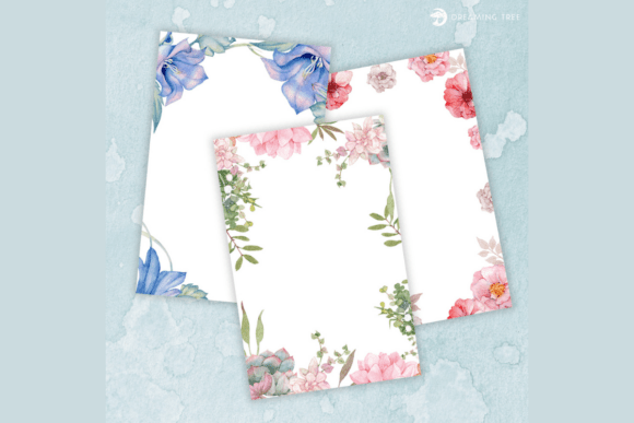 Watercolor Floral Card Inserts Graphic by Dreaming Tree · Creative Fabrica