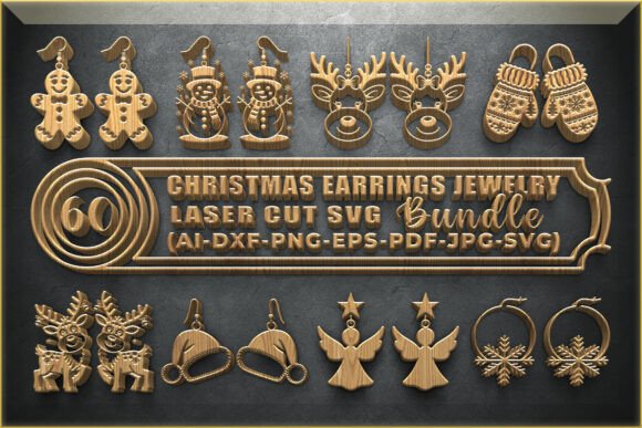 Christmas Earrings Jewelry Laser Cut SVG Graphic by Threadory ...