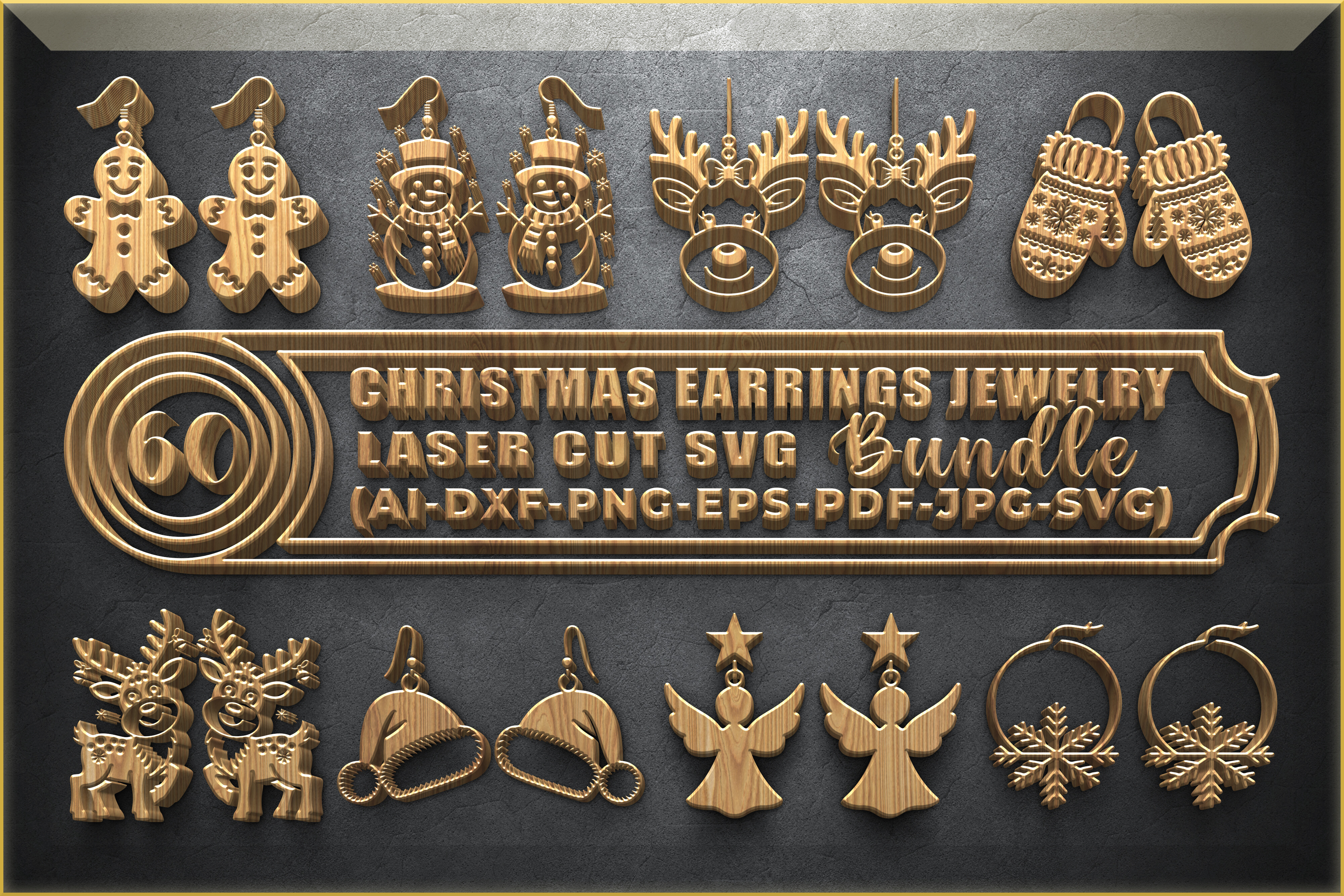 Christmas Earrings Jewelry Laser Cut SVG Graphic by Threadory ...