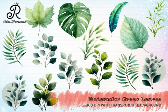 Watercolor Green Leaves Clipart Graphic by Jafar1Rampersad · Creative ...