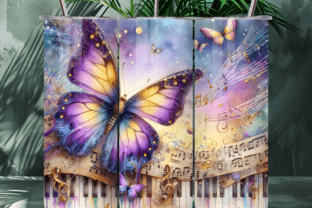 Floral Musical Piano Butterfly Tumbler Graphic by SAVA STORE · Creative ...