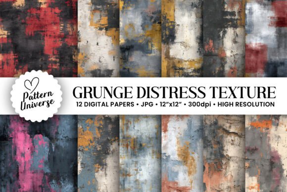 Grunge Distressed Texture Digital Paper Graphic by Pattern Universe ...