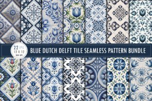 Blue Dutch Delft Tile Seamless Patterns Graphic by Craftfiles-SVG ...