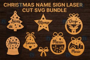 Christmas Name Sign Laser Cut SVG Bundle · Creative Fabrica