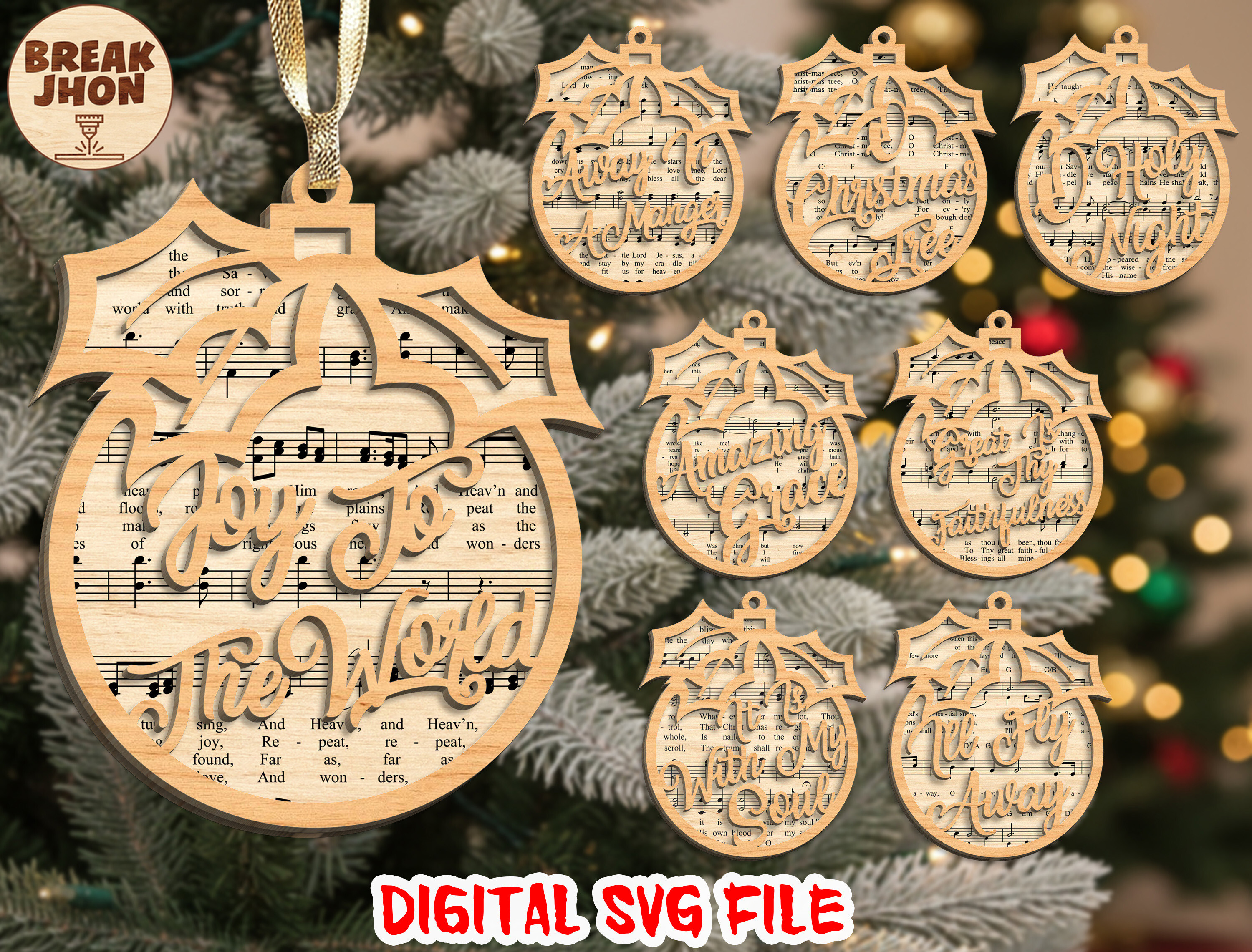 Holiday Laser Cut Ornaments Svg Bundle · Creative Fabrica