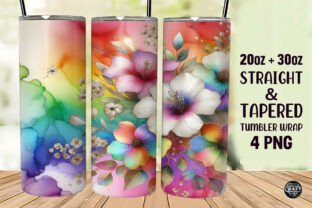 Rainbow Flowers Alcohol Ink Tumbler Wrap Graphic by LazyCraftlab ...
