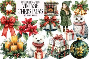 Vintage Christmas Clipart Bundle Graphic by Daily.Designs · Creative ...