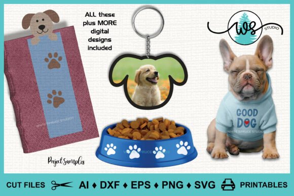 Dog Clipart SVG Scrapbook Photo Frame Illustration par White Spruce ...