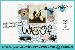 Dog Clipart SVG Scrapbook Photo Frame Illustration par White Spruce ...