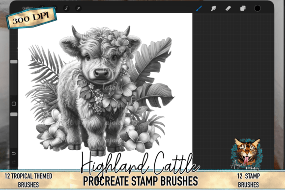 Highland Cow Procreate Stamp Brushes Graphic by Alajoki Artistry ...