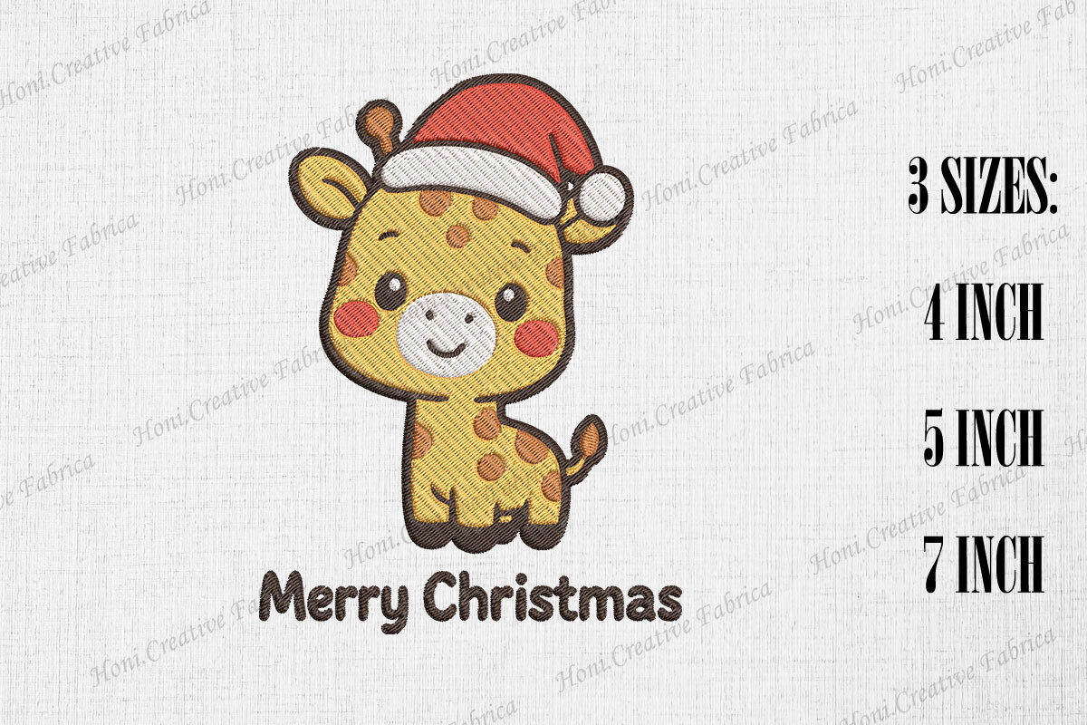Merry Christmas Cute Giraffe · Creative Fabrica
