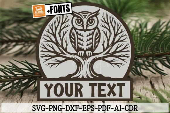 Owl Laser Cut File SVG DXF PNG Name Sign Graphic by TonisArtStudio ...