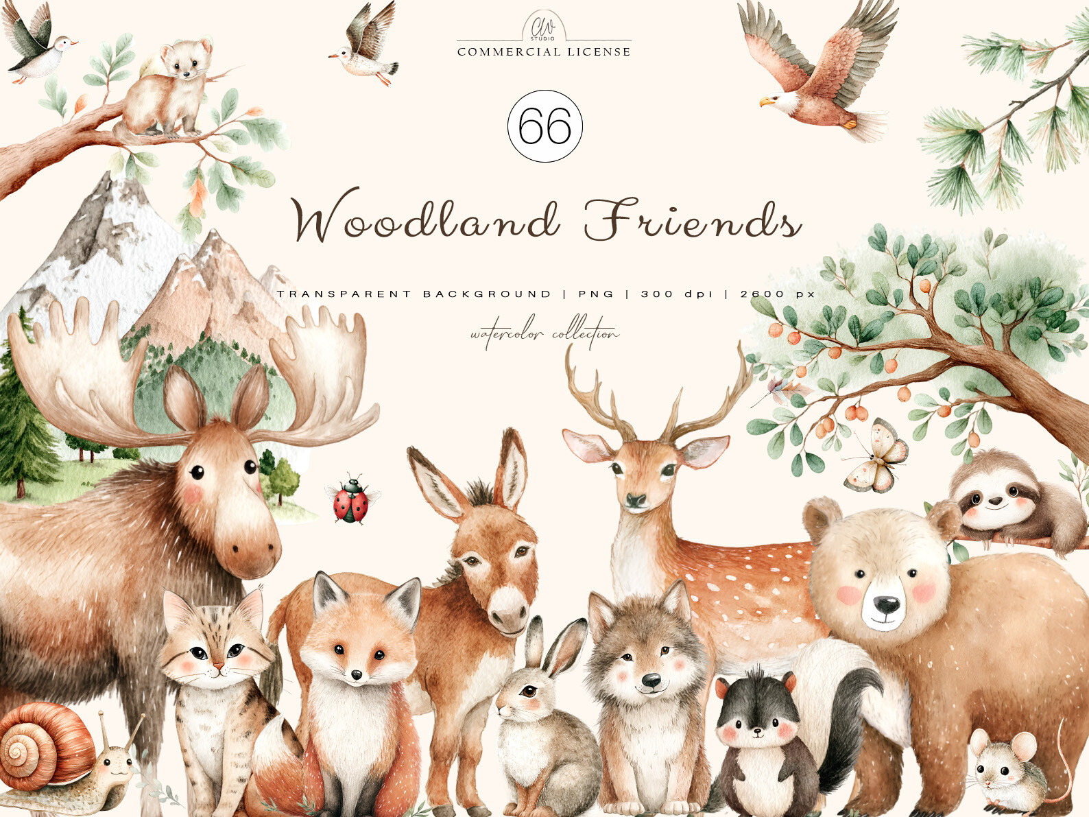PNG Woodland Friends Clipart Graphic by Cozy Watercolor Studio ...