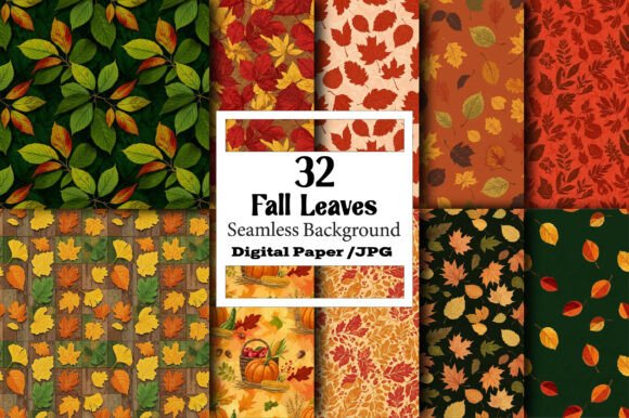 Seamless Fall Leaves Digital Paper Graphic by Vintage · Creative Fabrica