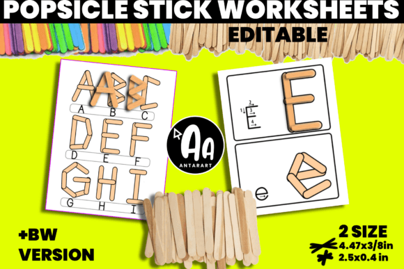 Popsicle Stick Letters & Number Building Graphic by AntarArt · Creative ...