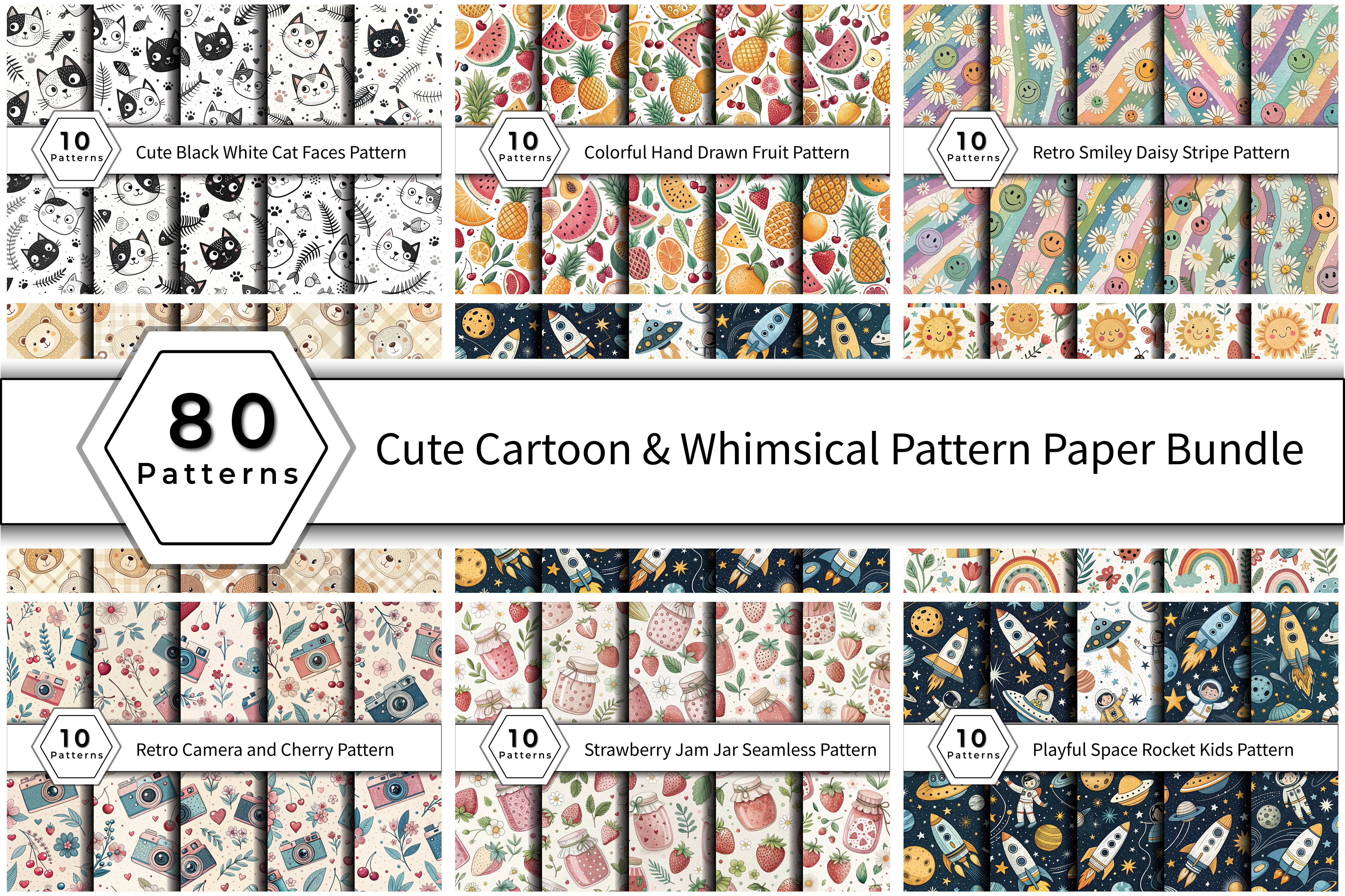 Cute Cartoon and Whimsical Pattern Paper Graphic by happywithmonir ...