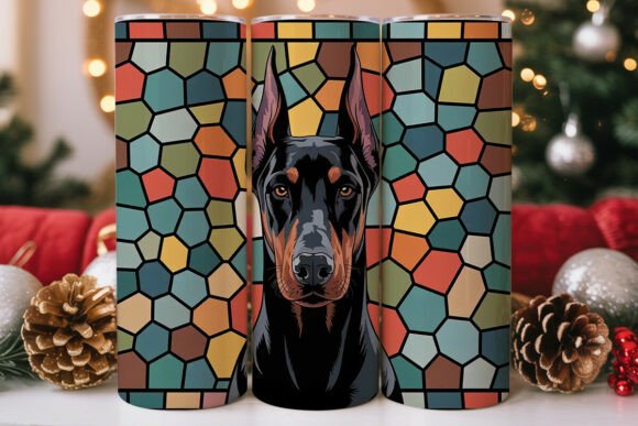 Doberman Stained Glass 20oz Tumbler Wrap Graphic by Nestain · Creative ...