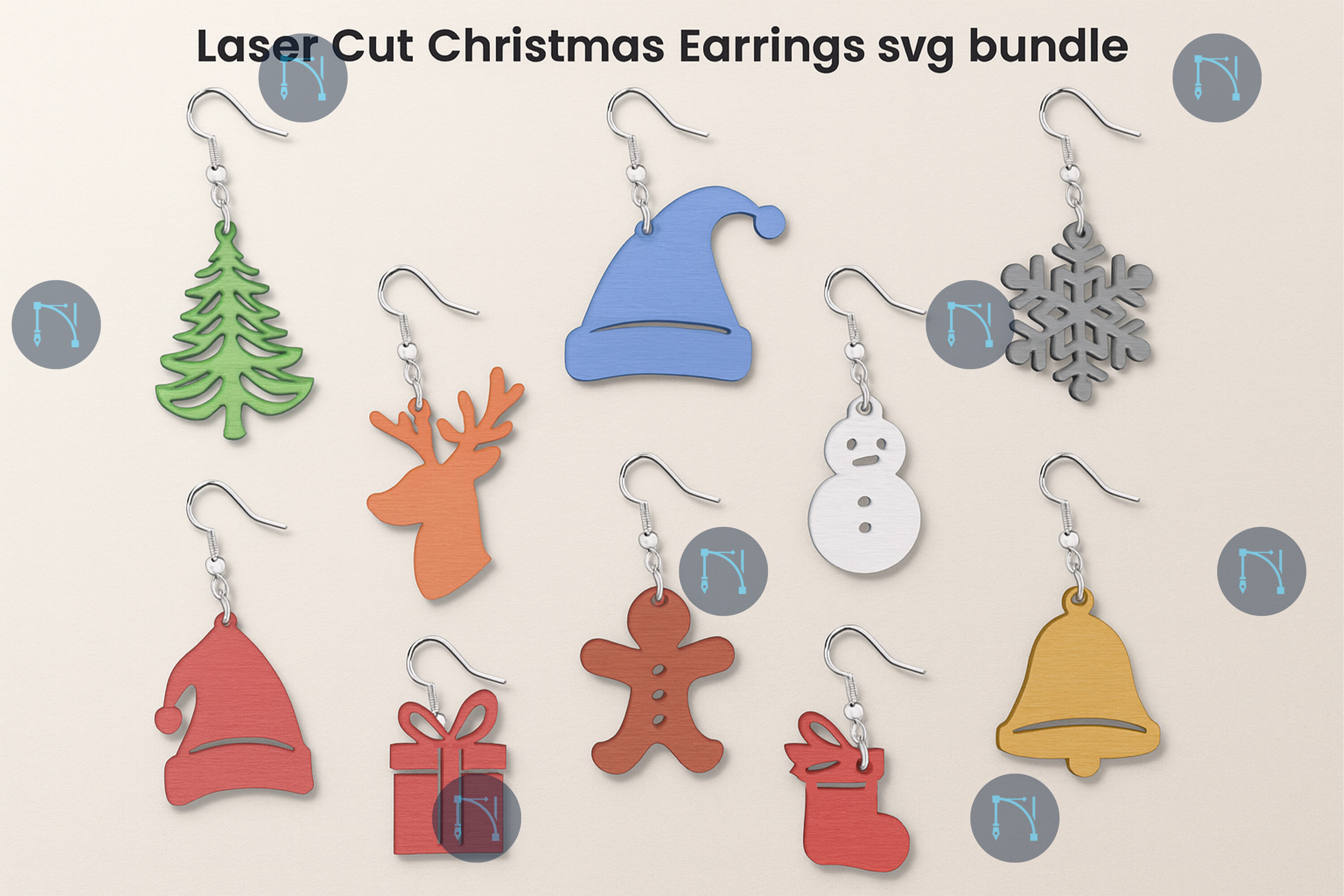 Laser Cut Christmas Earrings SVG Bundle · Creative Fabrica