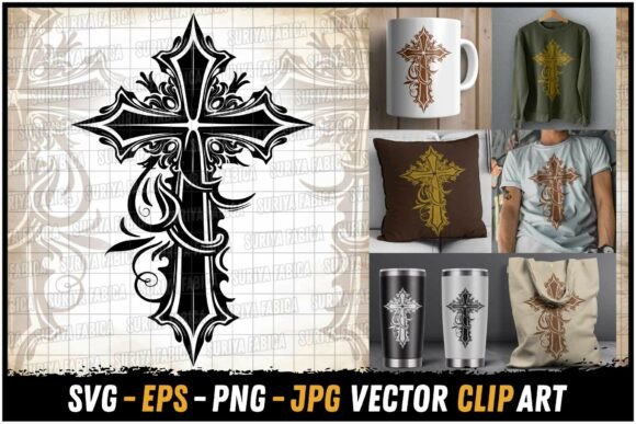 22 Vintage Cross Design Designs & Graphics