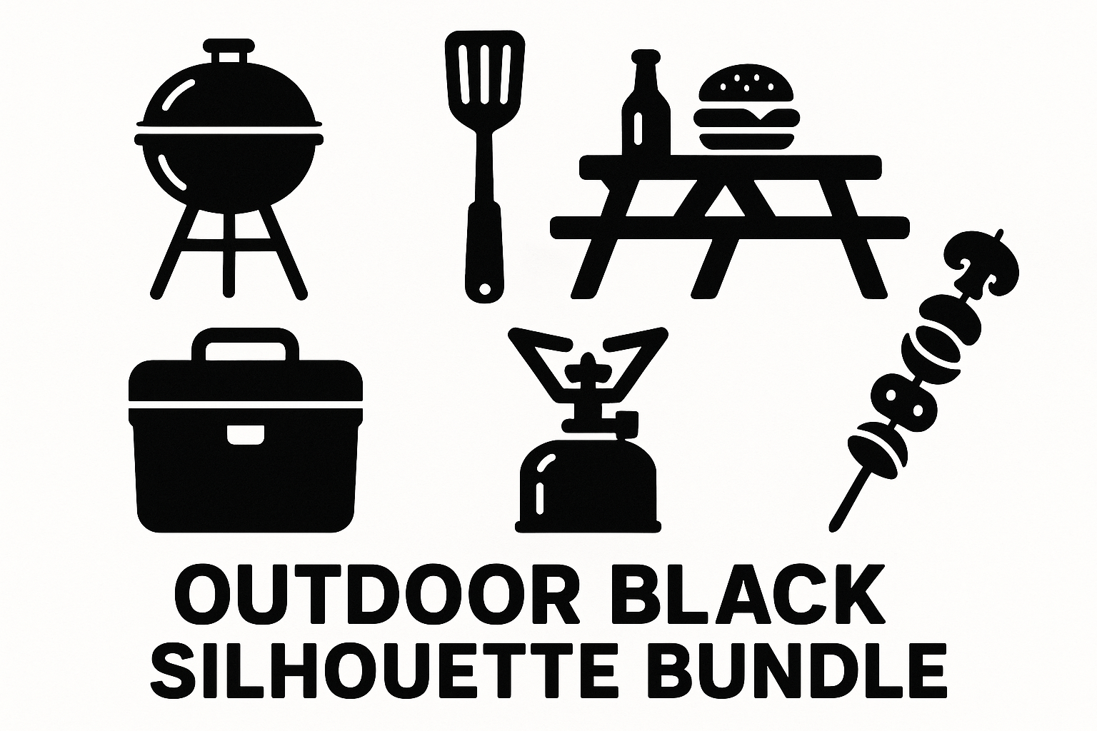 Outdoor BBQ Picnic Silhouette Icons Graphic by soikotcbd · Creative Fabrica