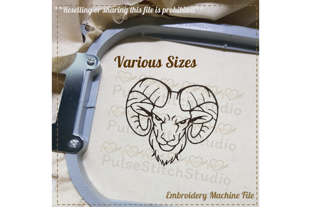Ram Outline Embroidery Design · Creative Fabrica