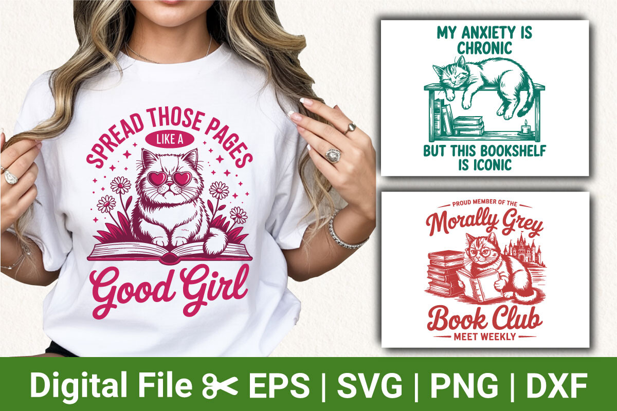 Funny Reading Cat Svg, Book Lover Svg Graphic by rubelcldesign ...