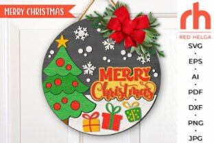 Merry Christmas SVG, Xmas Tree Door Sign · Creative Fabrica