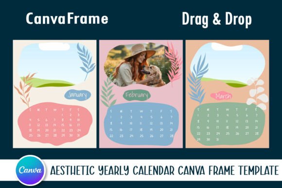 Aesthetic Calendar Canva Frame Template Graphic by The Kazis Kraft ...