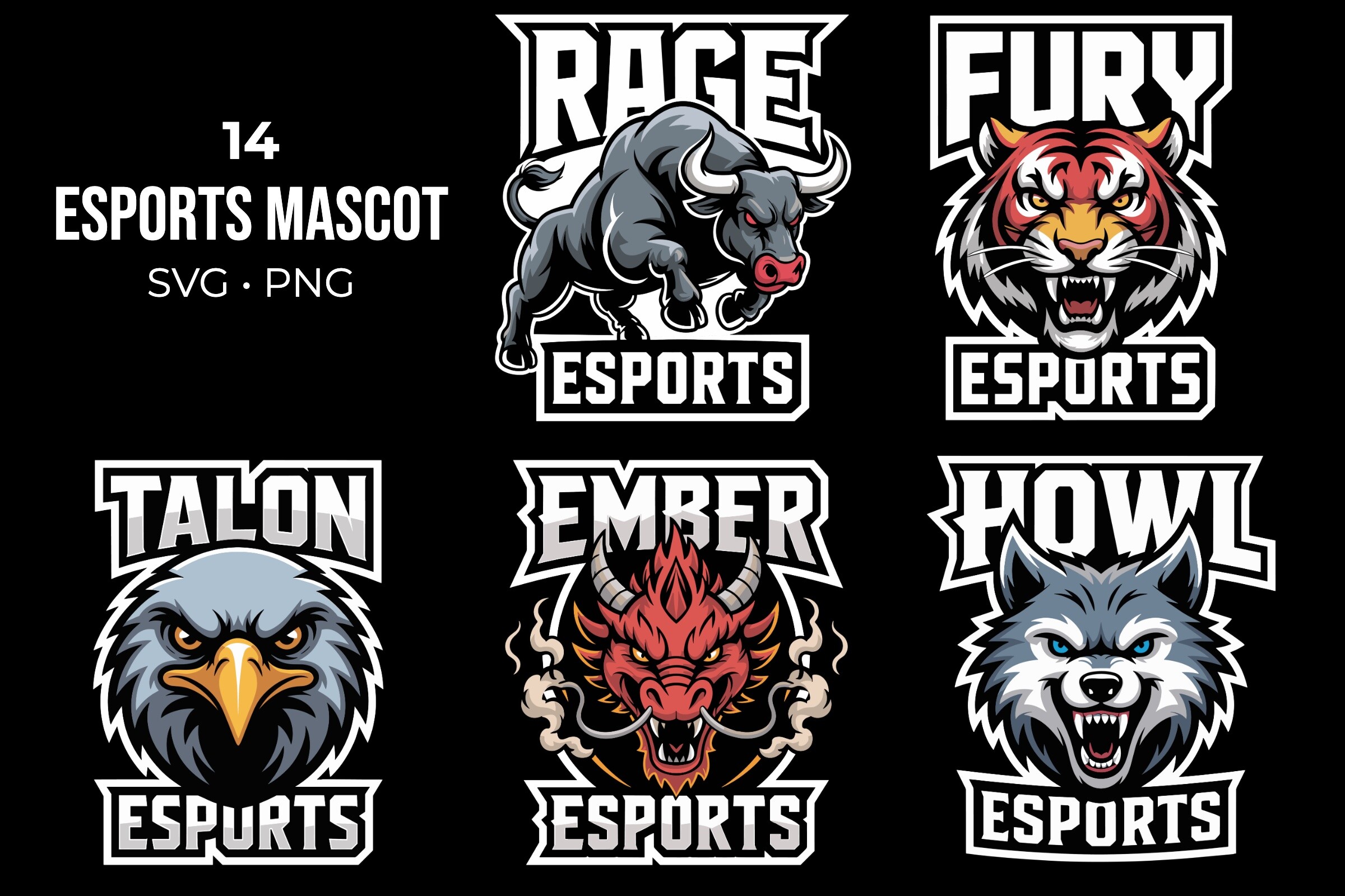 Esports Animal Mascot Logos Pack SVG PNG Graphic by AmanaStudio ...