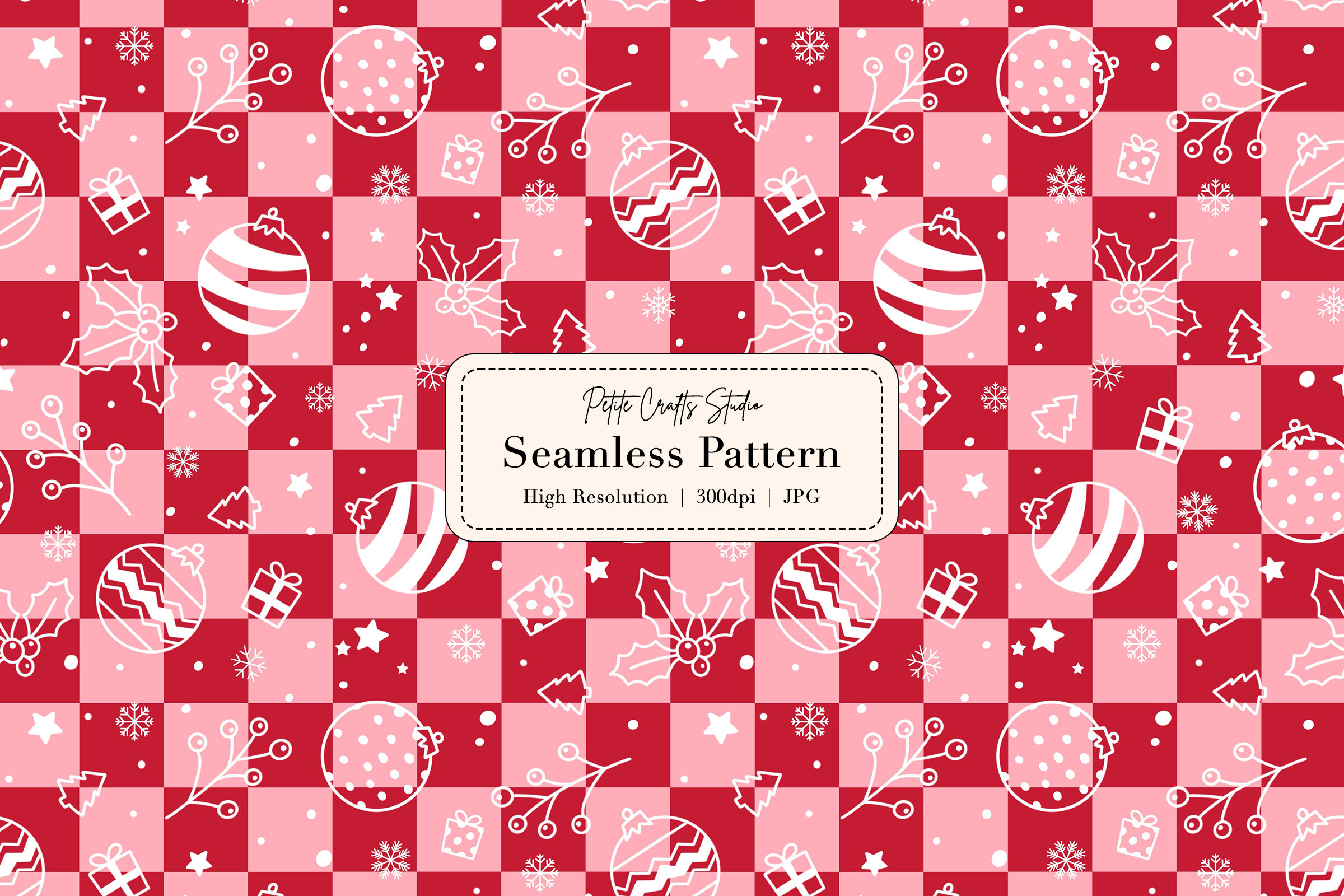 Christmas Gingham Seamless Pattern Graphic by Petite Crafts Studio ...