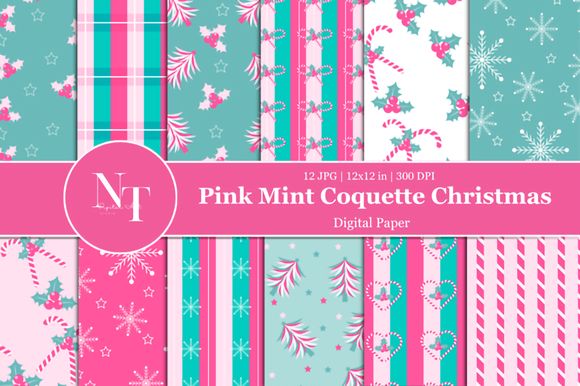 Coquette Christmas Digital Paper Graphic by Nam Tiwa · Creative Fabrica