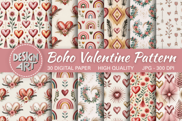 Boho Valentine Pattern Graphic by Design Art · Creative Fabrica