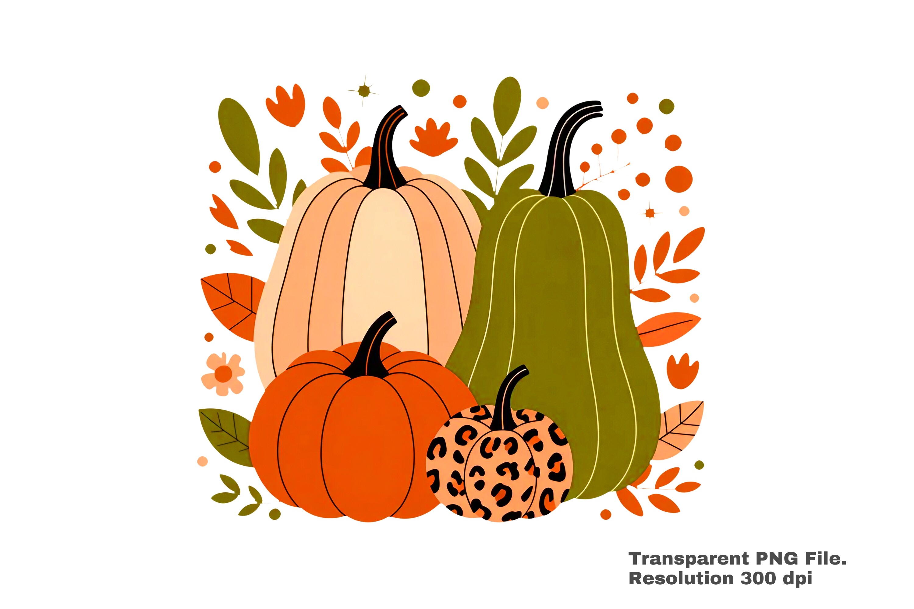 Leopard Pumpkin Fall Clipart PNG Graphic by Happy ClipArt · Creative ...