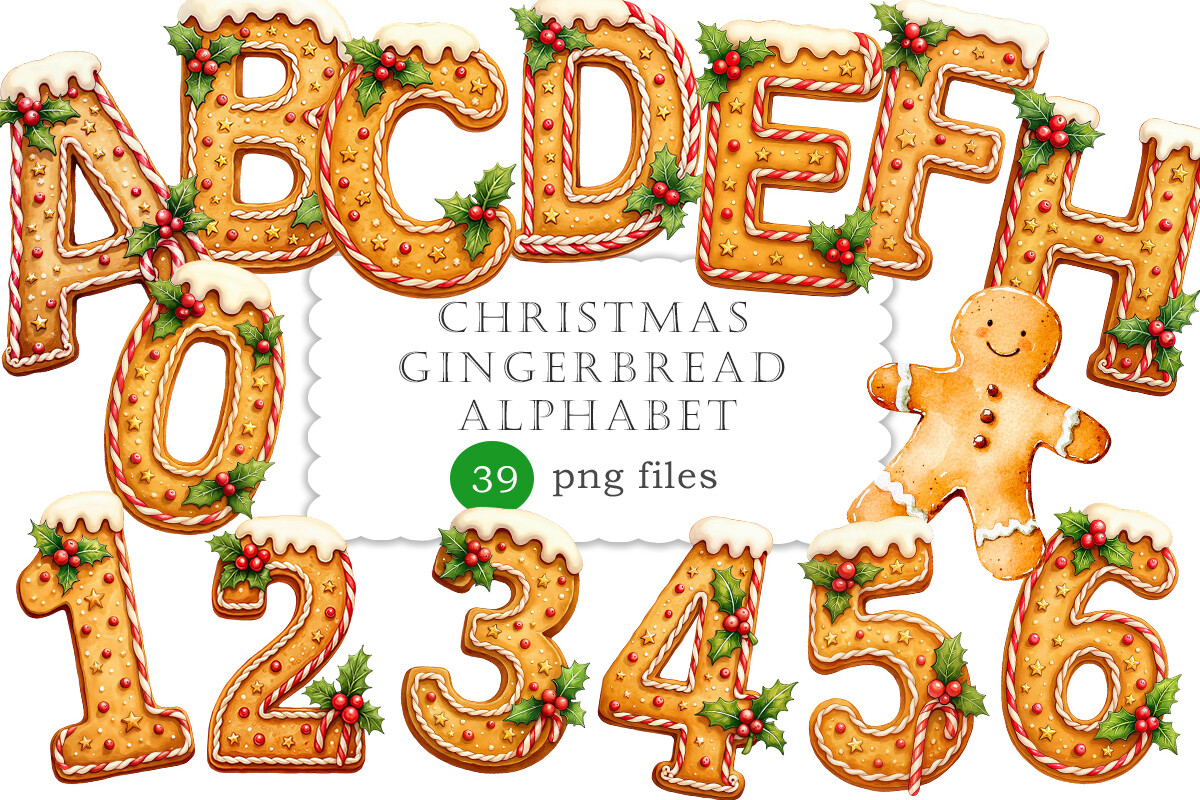 Christmas Gingerbread Alphabet PNG Graphic by NeuroStoker · Creative ...