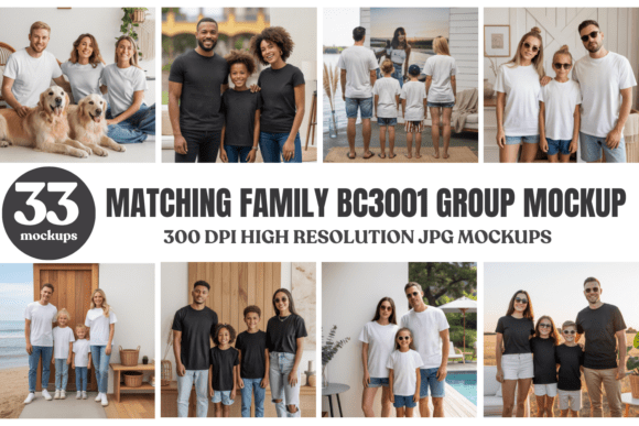 Matching Family BC3001 Group Mockups Graphic by Best POD Mockup ...