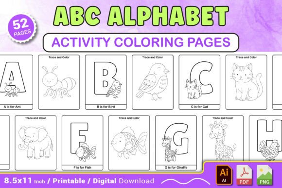 ABC Alphabet Activity Coloring Pages Graphic by Bright Little Minds ...