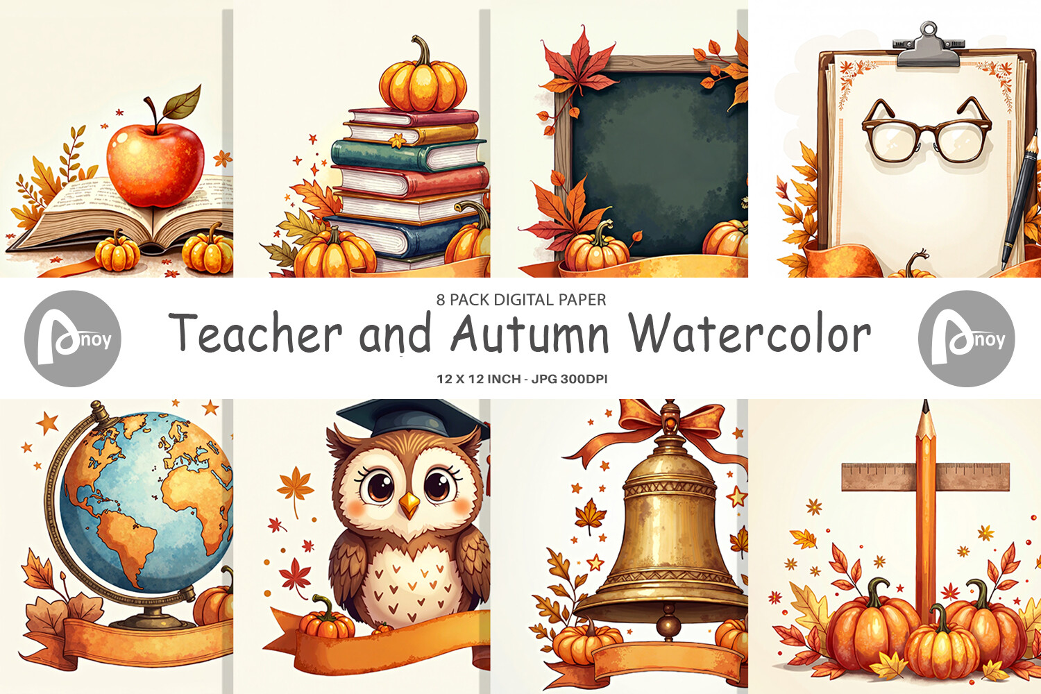 Autumn Teacher Digital Paper Set Graphic by Artnoy · Creative Fabrica