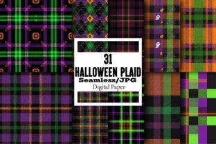Halloween Plaid Digital Papers Graphic by Vintage · Creative Fabrica