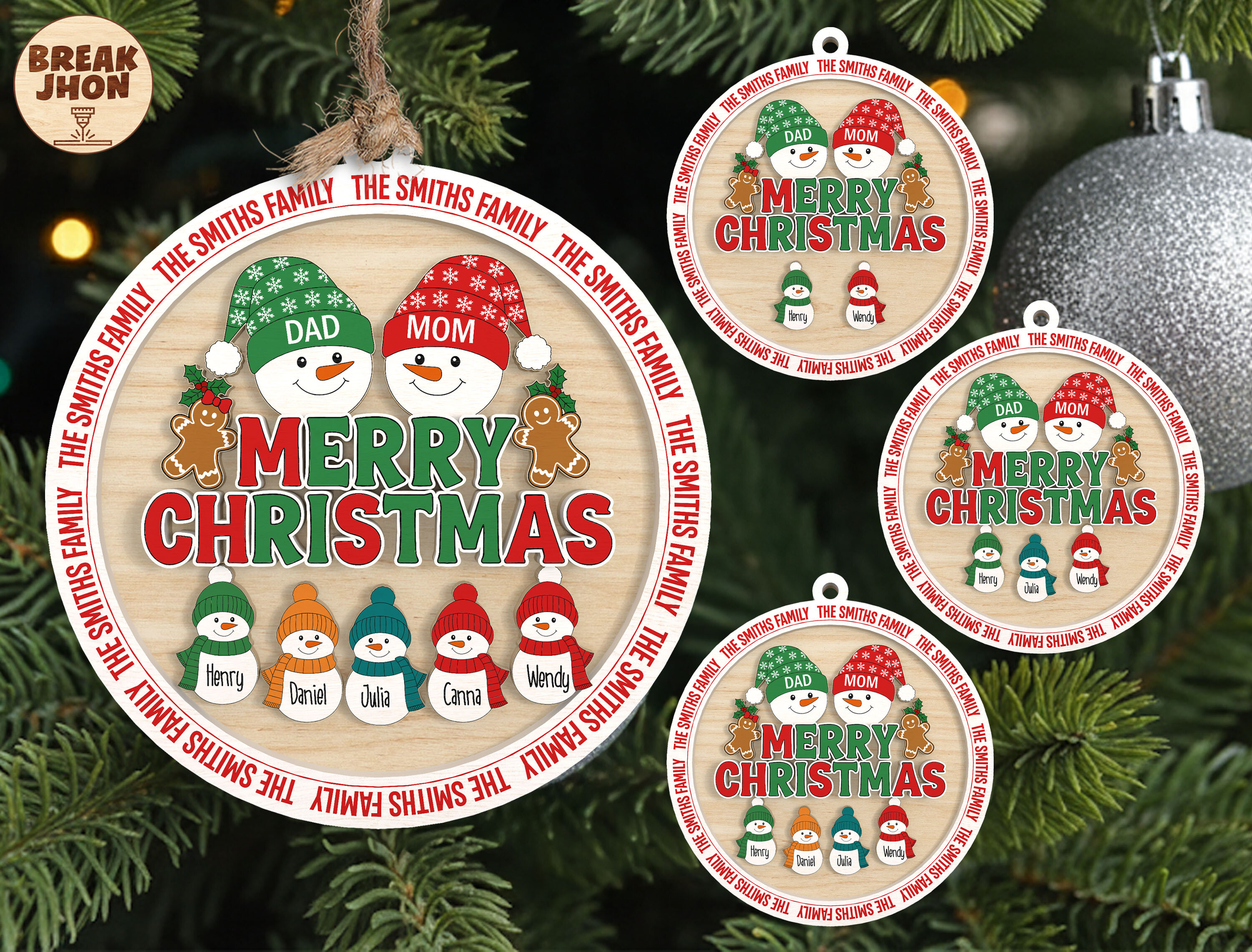 Personalized Snowman Family Ornament Svg · Creative Fabrica