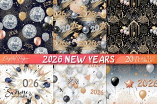 Sparkling 2026 New Year Digital Papers Graphic by Summer Digital Design ...