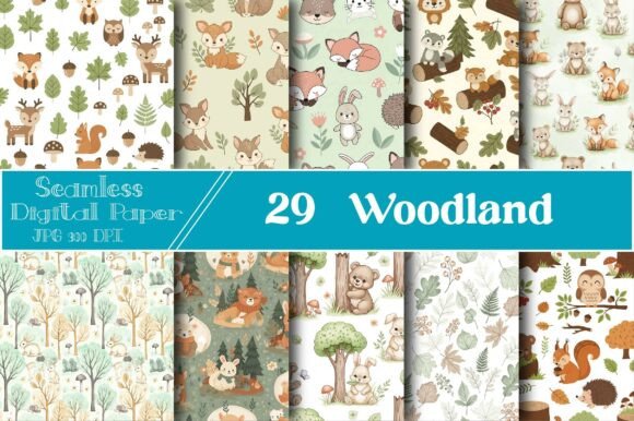 Woodland Seamless Digital Pattern Graphic by Bundle · Creative Fabrica