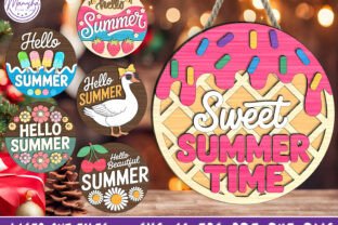 Hello Summer Round Sign SVG Bundle · Creative Fabrica