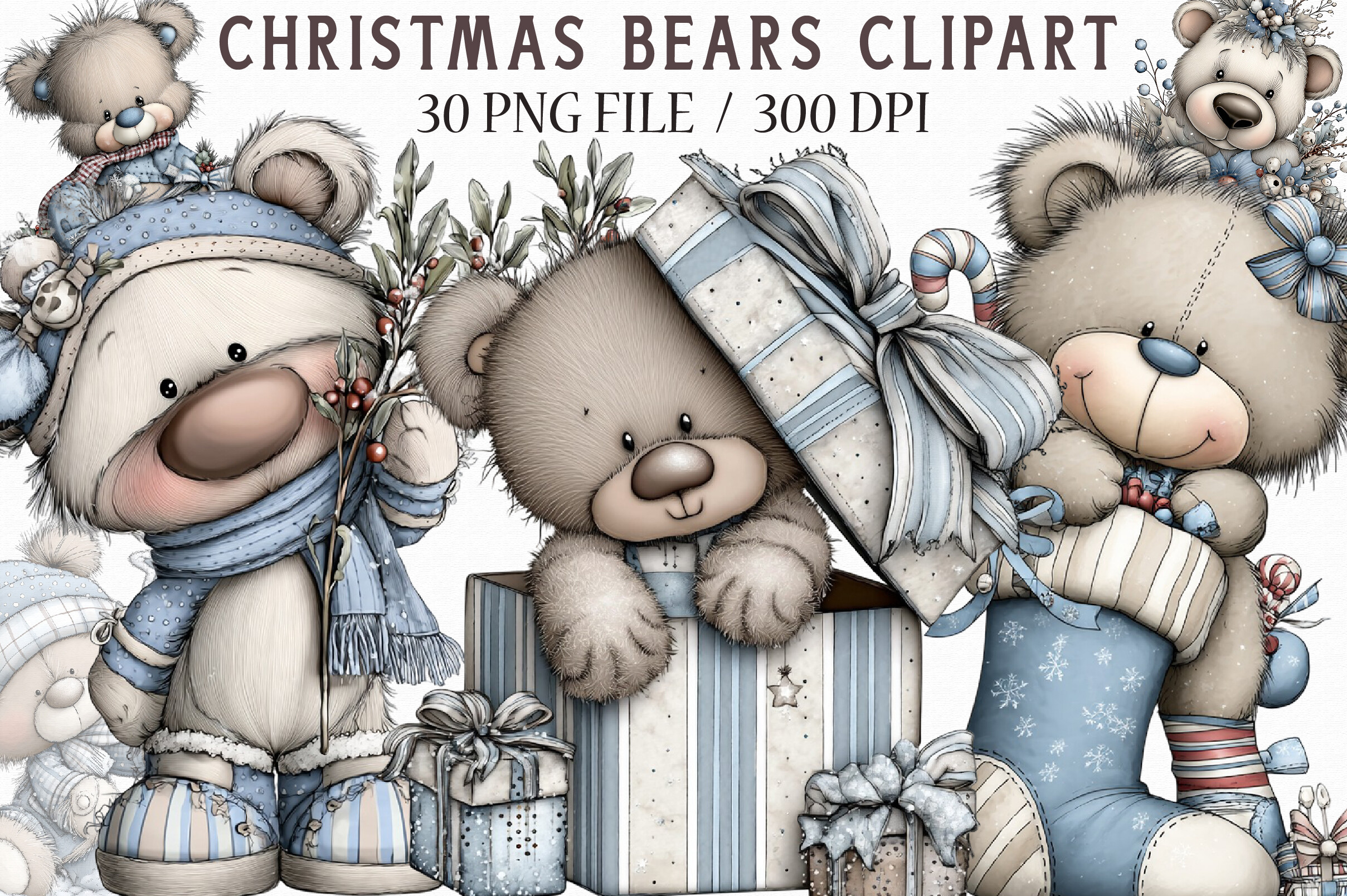 Christmas Bears Clipart Bundle Graphic by LibbyWishes · Creative Fabrica