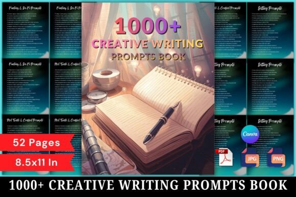 ️ 1000+ Creative Writing Prompts Book Graphic by Mahira Pro · Creative ...