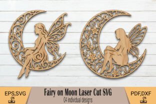 Fairy on Moon Laser Cut SVG · Creative Fabrica