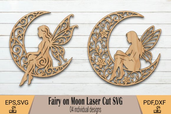 Fairy on Moon Laser Cut SVG · Creative Fabrica