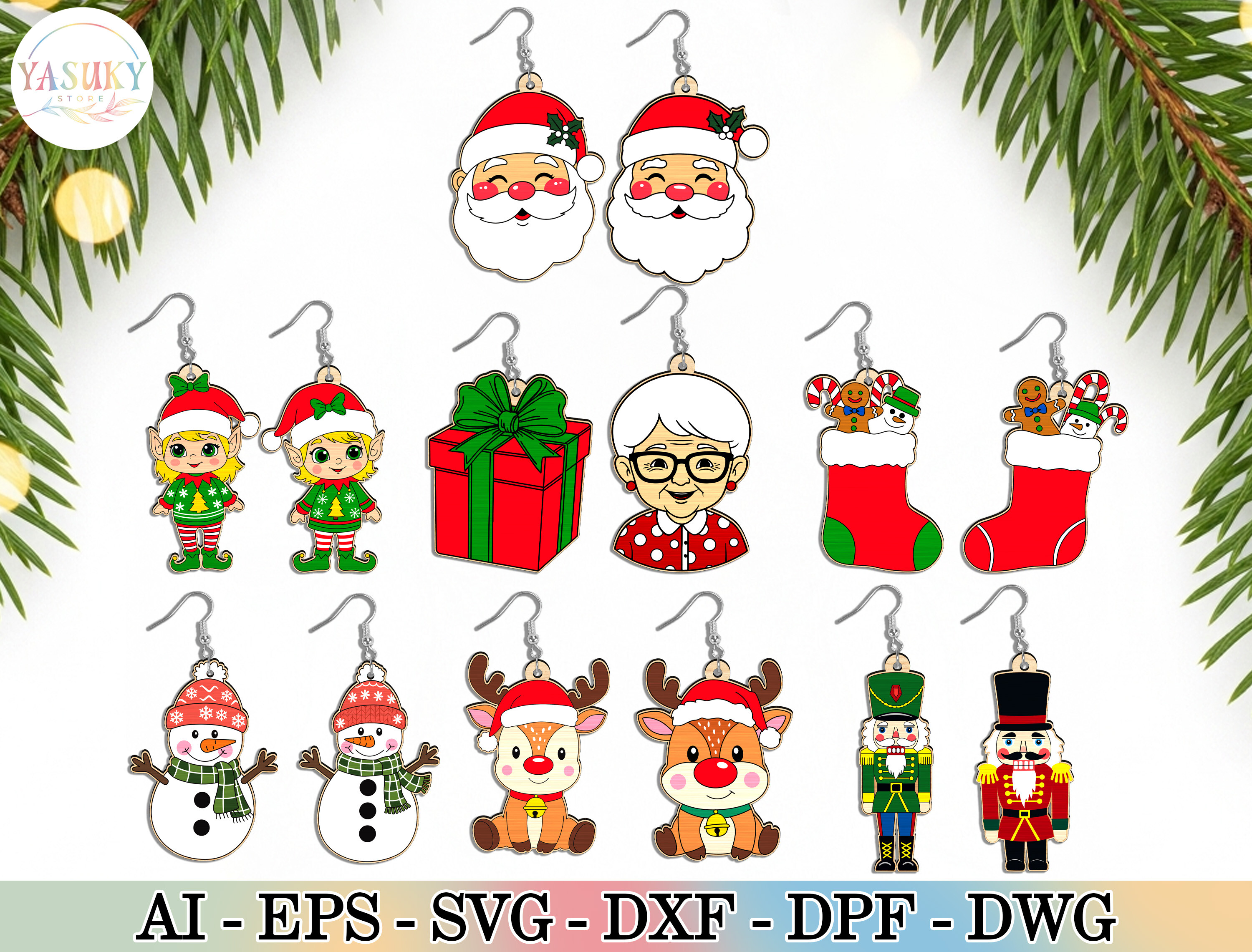 Christmas Earring SVG Bundle · Creative Fabrica