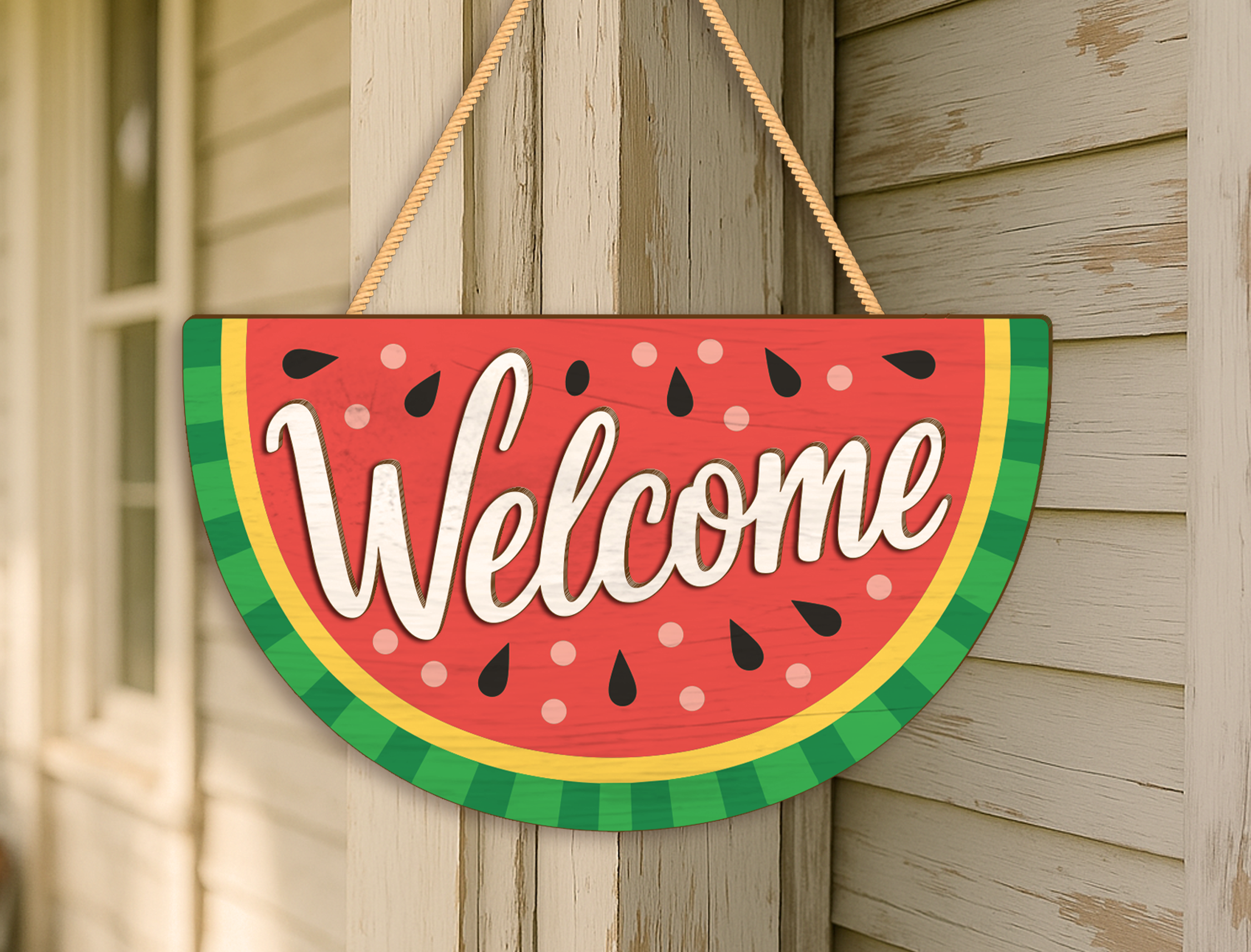 Watermelon Welcome Summer Door Sign SVG · Creative Fabrica