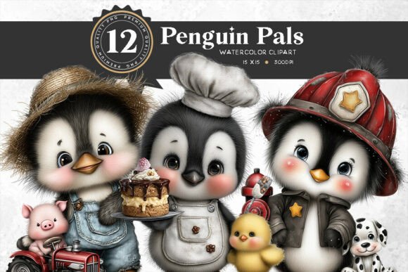 Baby Penguin Pals in Jobs Clipart Set Graphic by Luv Bijou · Creative ...